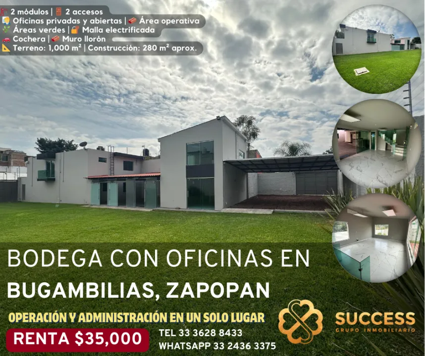 Bodega Comercial en renta en Bugambilias, Zapopan.